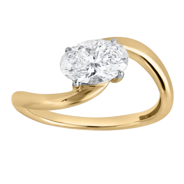 LUVMYJEWELRY Lilian 1.5 Ct Oval Lab Grown Diamond Engagement Ring - 14k Yellow Gold