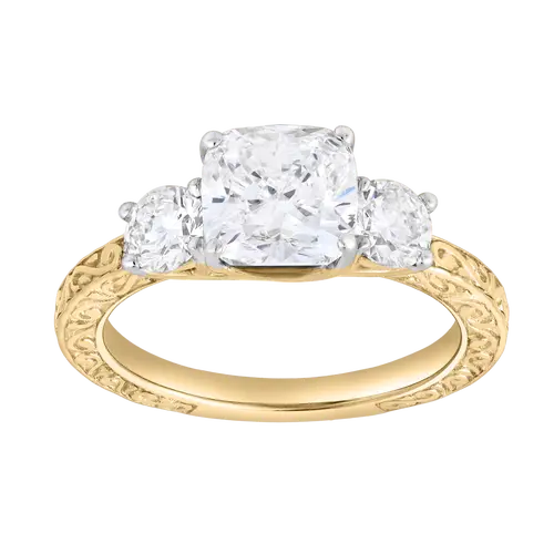 LUVMYJEWELRY Zarelle 14k Gold 2.65 Ct Cushion Lab Grown Diamond Engagement Ring - 14k Yellow Gold