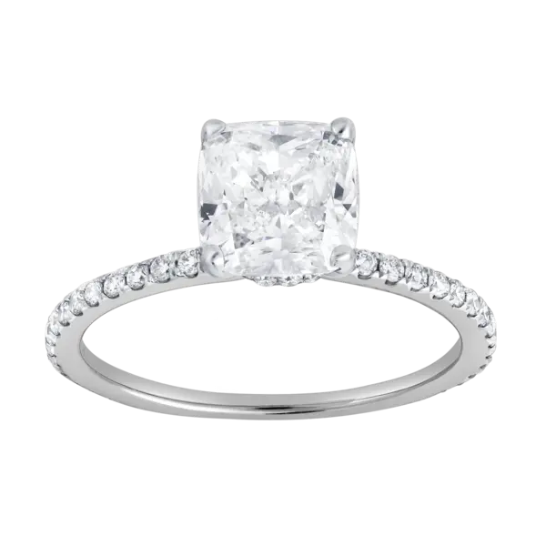 LUVMYJEWELRY Adeline 2.3 Ct Cushion Lab Grown Diamond Engagement Ring - 14k White Gold