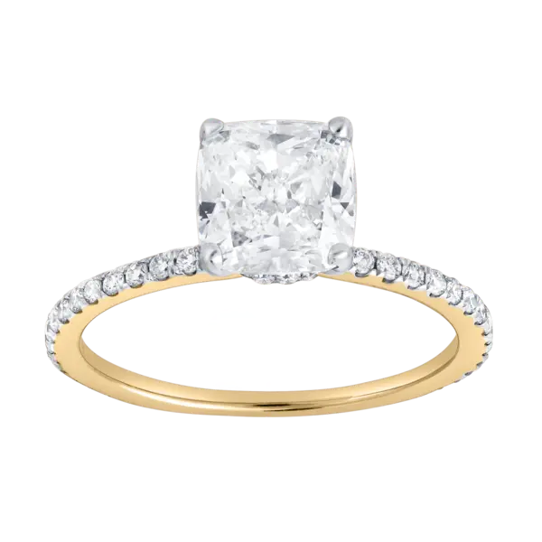 LUVMYJEWELRY Adeline 2.3 Ct Cushion Lab Grown Diamond Engagement Ring - 14k Yellow Gold