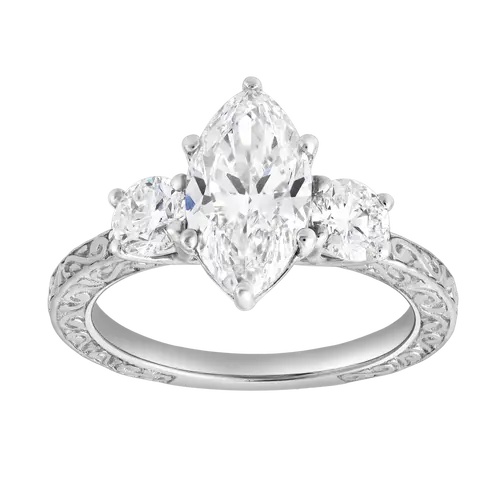 LUVMYJEWELRY Aislyra 14k Gold 2.70 Ct Marquise Lab Grown Diamond Engagement Ring - 14k White Gold