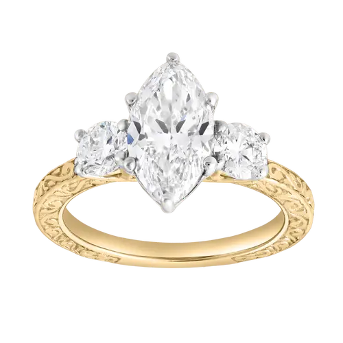 LUVMYJEWELRY Aislyra 14k Gold 2.70 Ct Marquise Lab Grown Diamond Engagement Ring - 14k Yellow Gold
