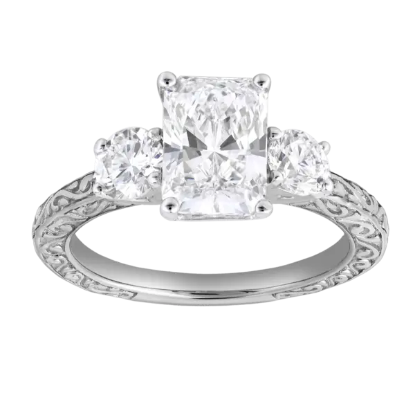 LUVMYJEWELRY Marilyn 14k Gold 2.65 Ct Radiant Lab Grown Diamond Engagement Ring - 14k White Gold