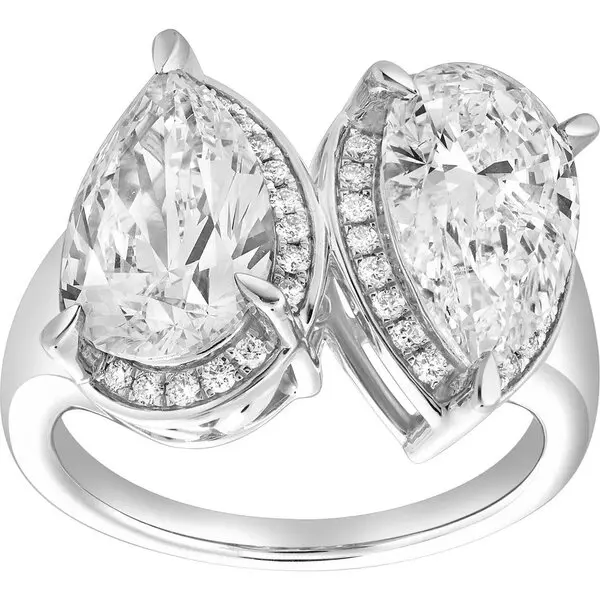 LUVMYJEWELRY Araminta 14k Gold Toi Et Moi Pear Lab Grown Diamond Ring5.3 Cts - 14k White Gold