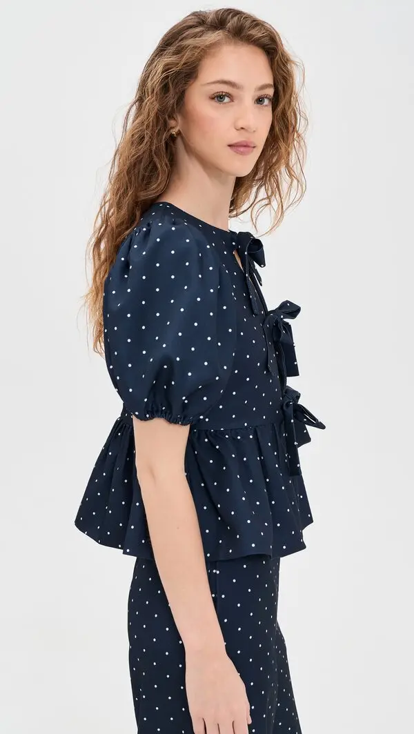 English Factory Polka Dot Puff Sleeve Top