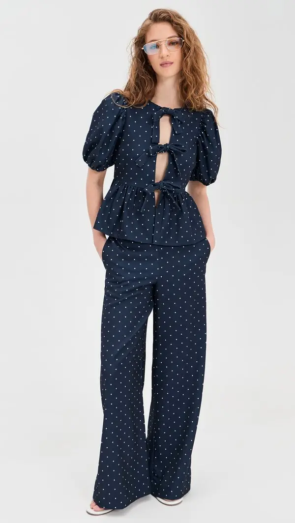 English Factory Polka Dot Puff Sleeve Top