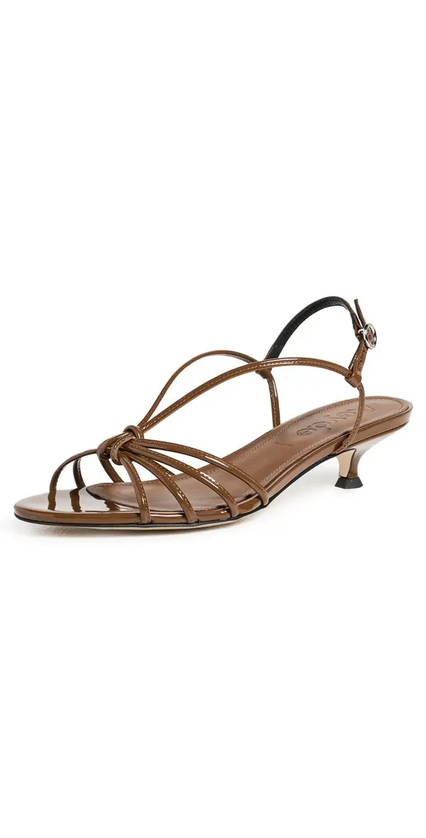 AeydĒ Amara Patent Leather Kitten Heel Sandals - Tobacco