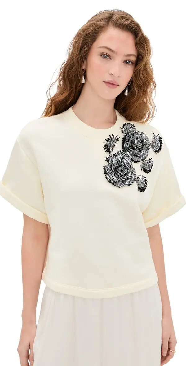 Ulla Johnson Cove Top With Embroidery - Creme