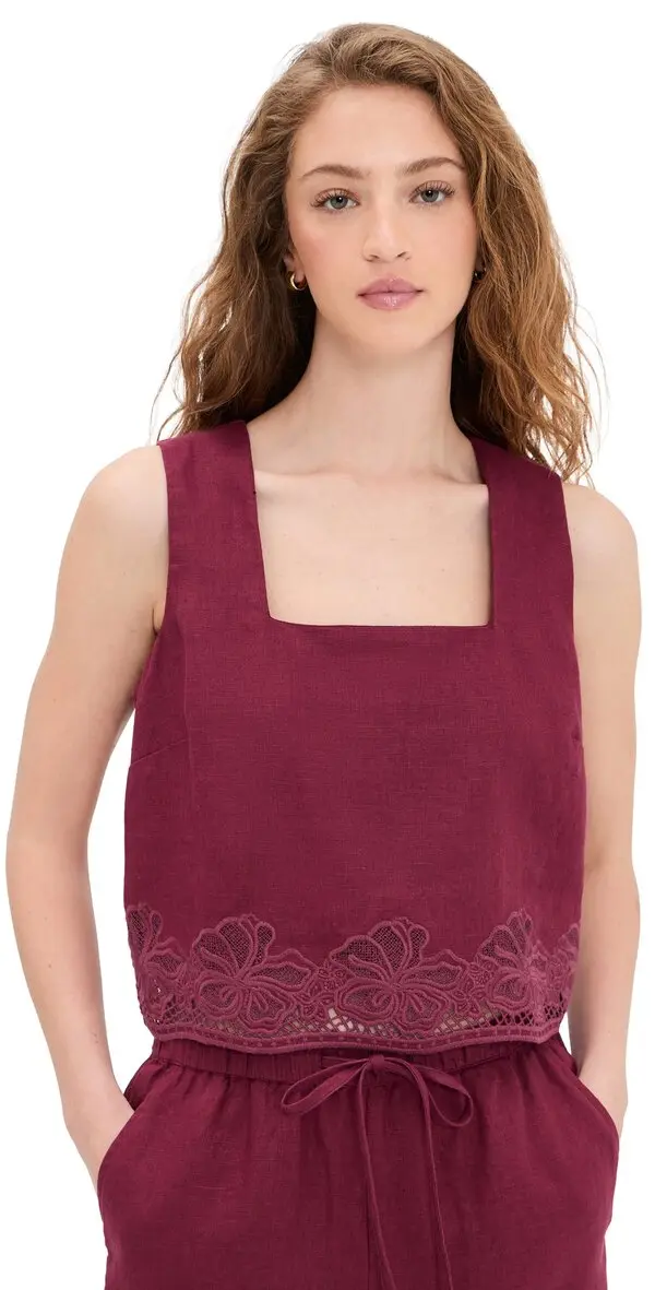 Rails Akira Tank - Berry Hibiscus Embroidery