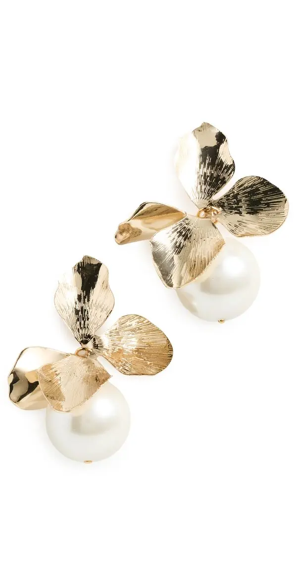 Shashi Hyacinthe Pearl Drop Earrings - Gold/pearl
