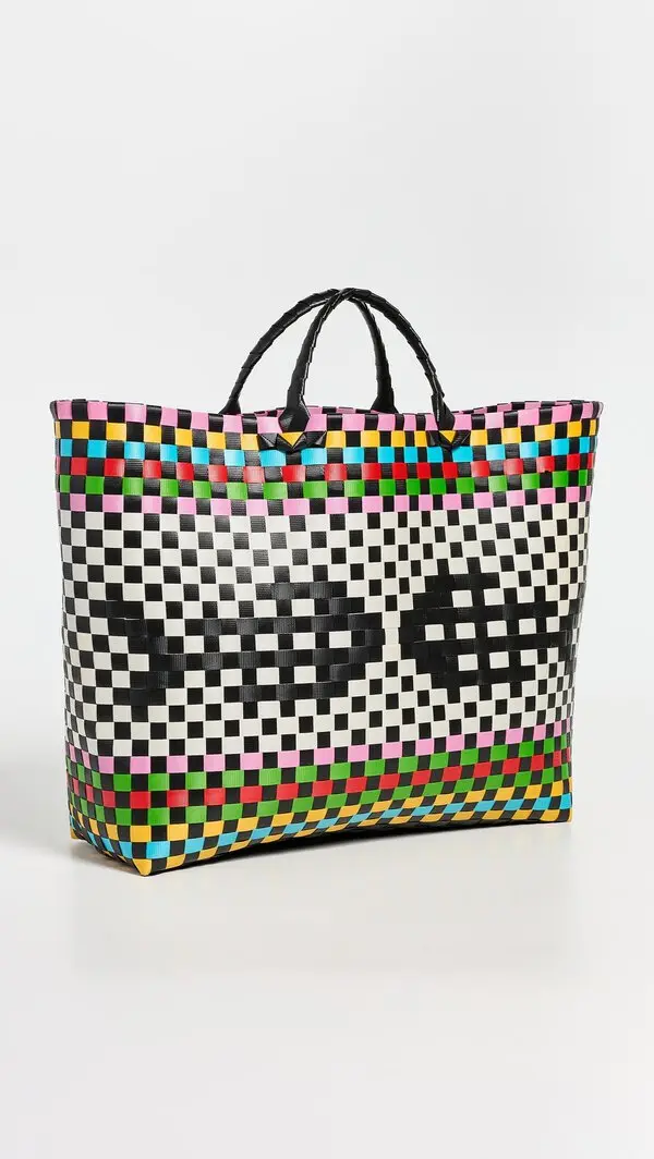 Farm Rio Contrast Fish Woven Tote