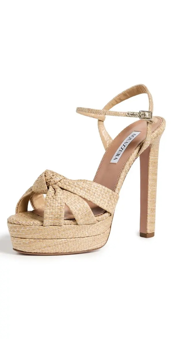 AQUAZZURA Nina Plateau Sandals - Natural/silver