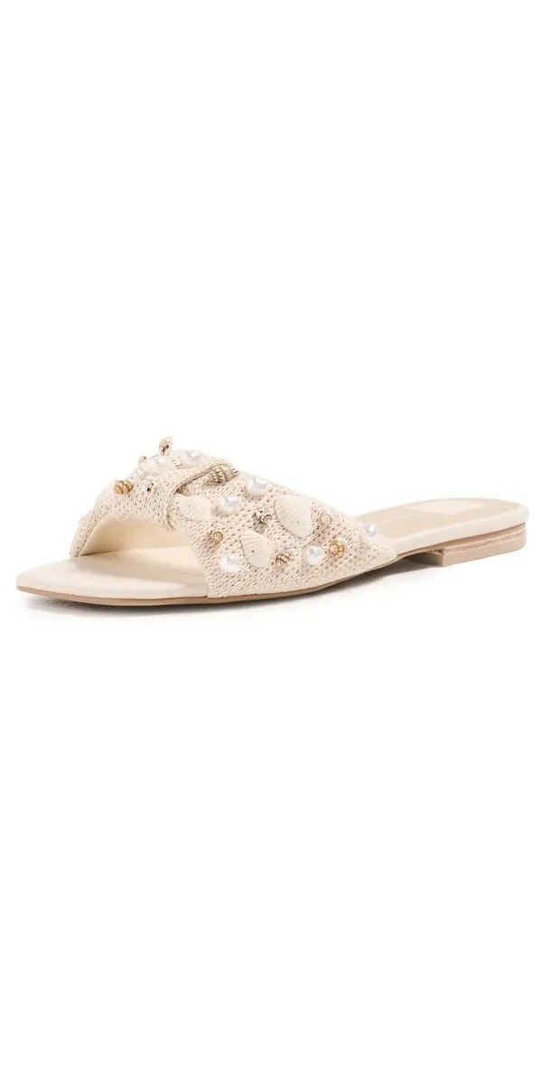 Dolce Vita Lizza Raffia Sandals - Oatmeal Beaded Raffia
