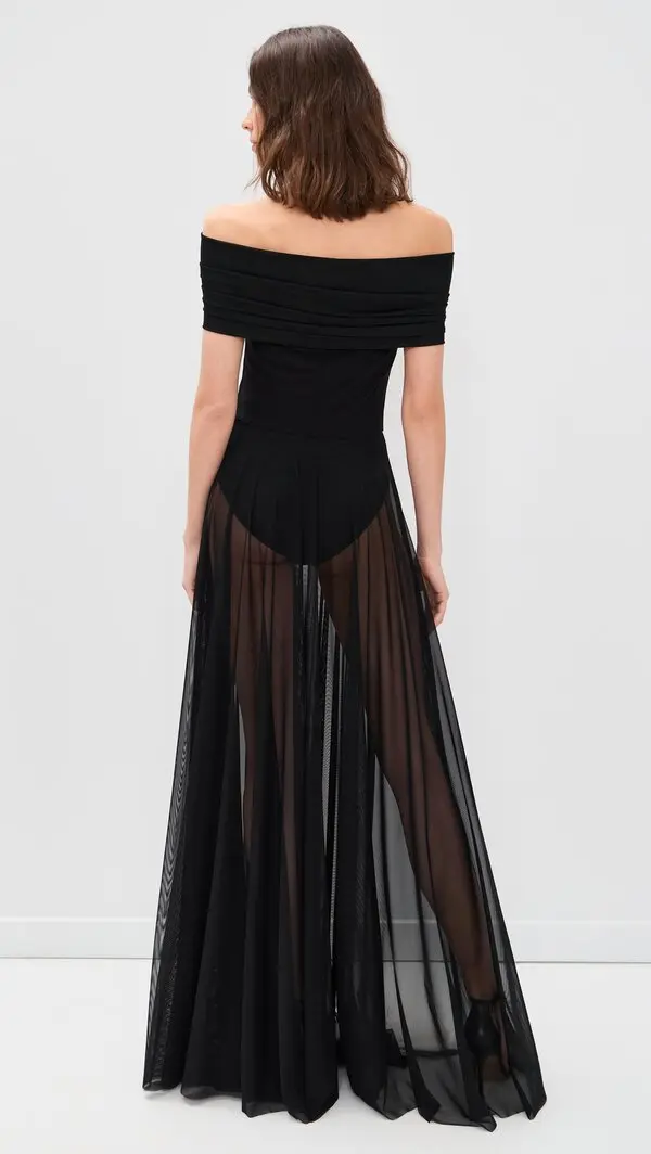 Norma Kamali Sleeveless Off-shoulder Cowl Neck Maxi Gown