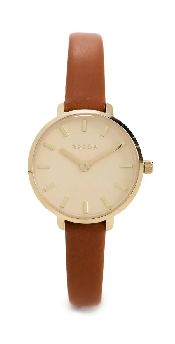BREDA Beverly Leather Watch - Gold/brown