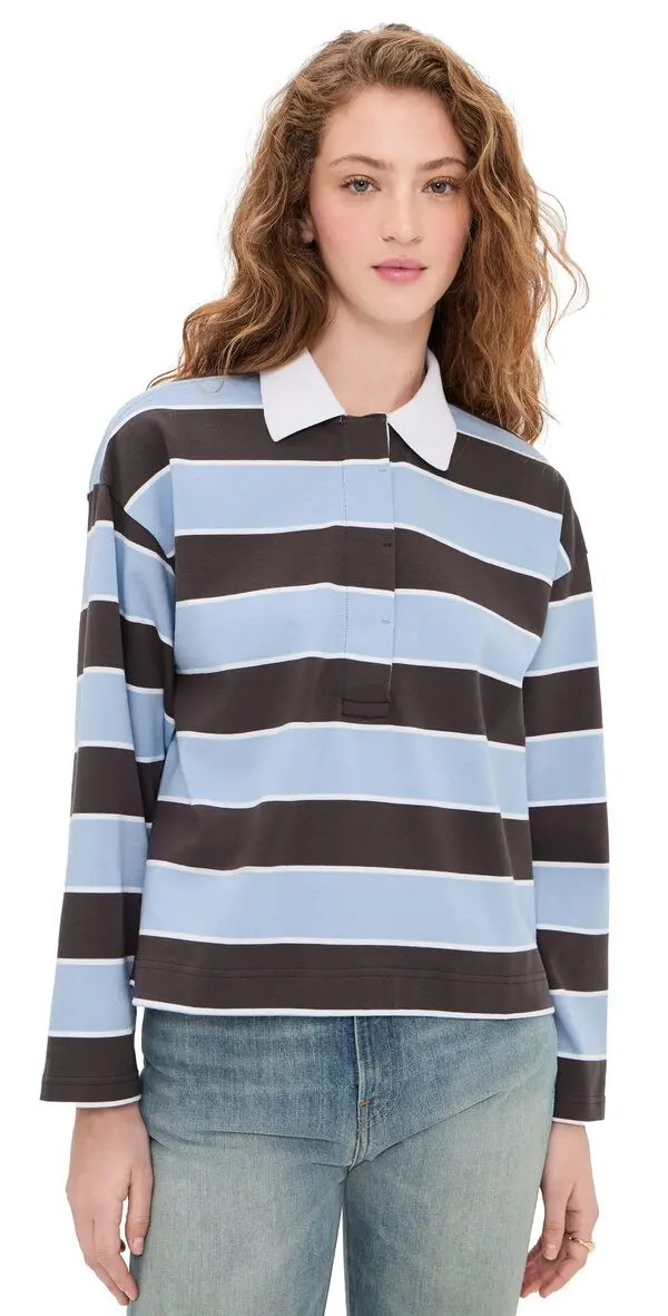 Madewell Striped Rugby Polo - Tranquil Blue