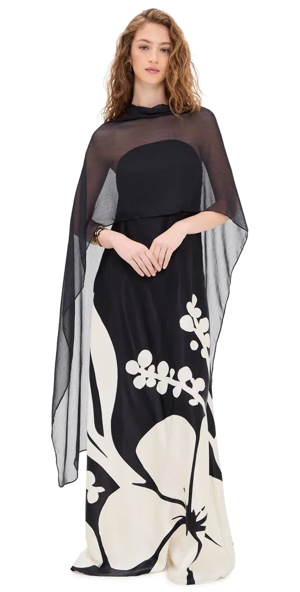 DIARRABLU Strapless Maxi Dress With Scarf - Ula Noir
