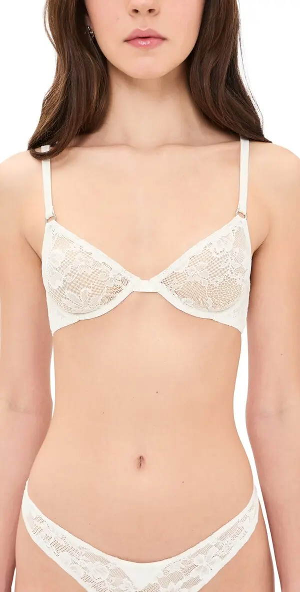 FLEUR DU MAL Le Stretch Lace Demi Bra - Ivory