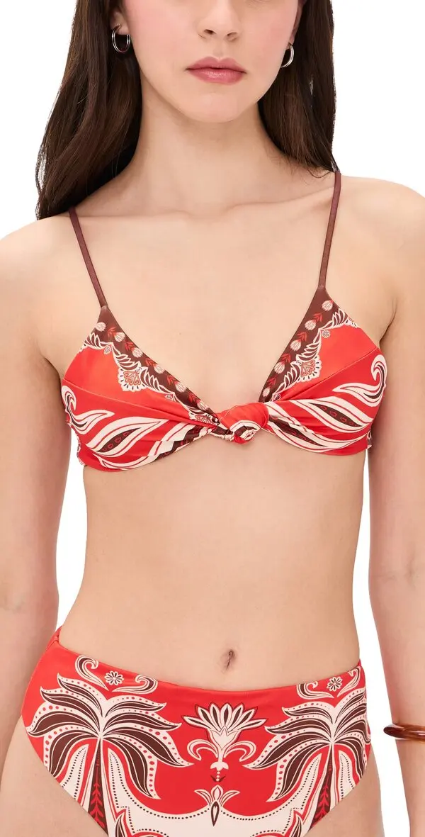 Farm Rio Paisley Bandeau Bikini Top - Ainika Garden Red
