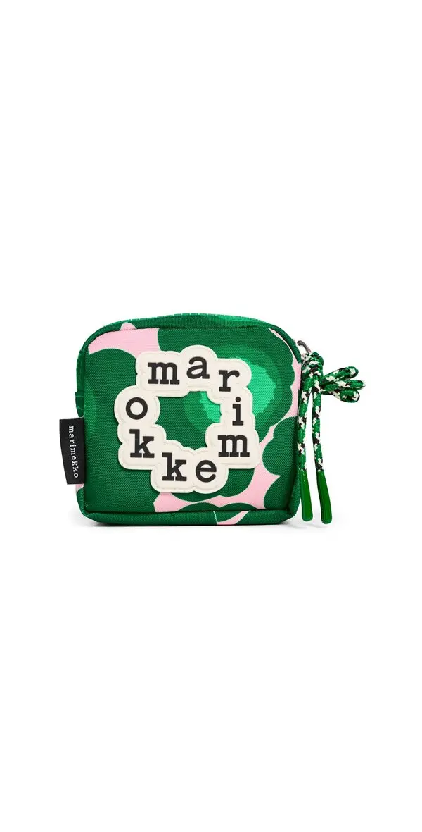 Marimekko Niekka Mini Unikko Pouch - Dark Green/pink/green