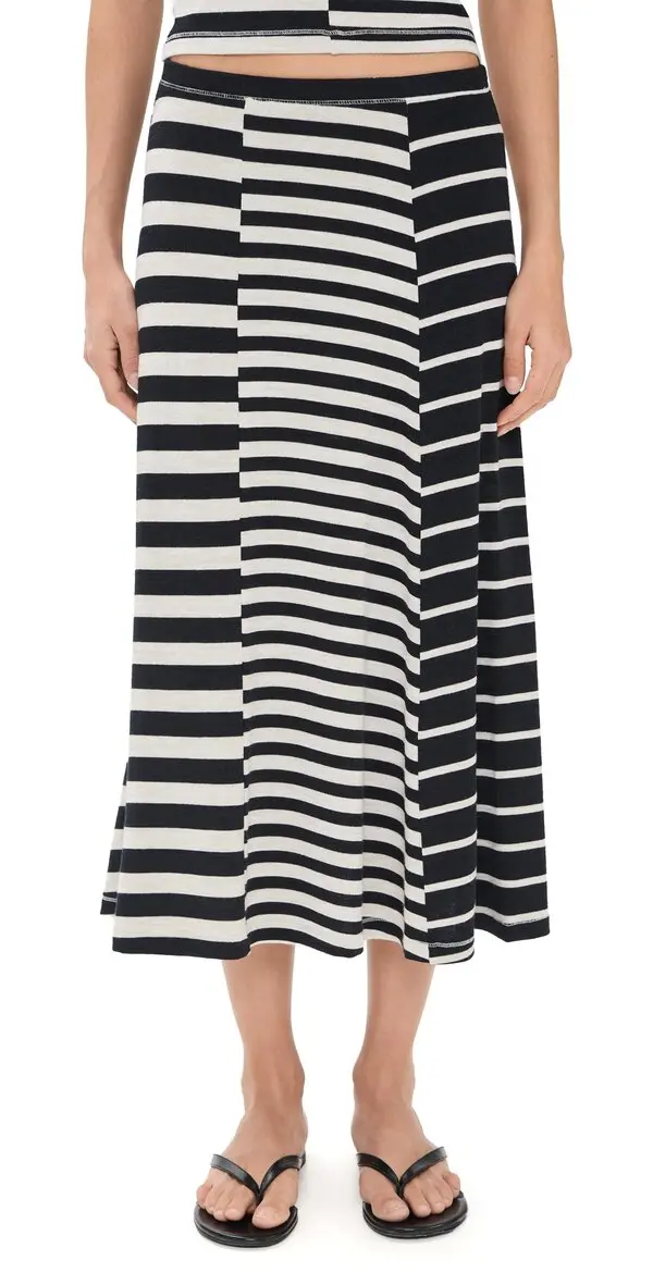 Rag & Bone The Knit Mixed Stripe Skirt - Salmt