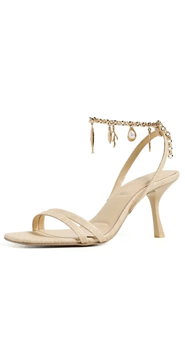 Simkhai Caspian Raffia Strappy Heels - Natural