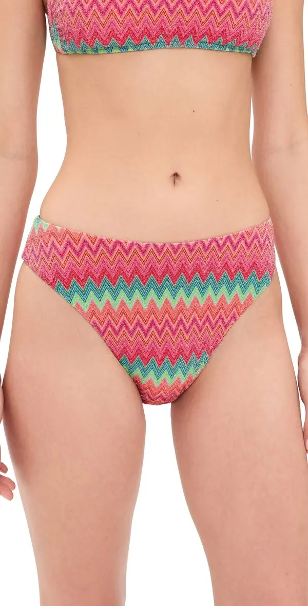 Beach Riot Amarie Bikini Bottom - Strawberry Ice Chevron