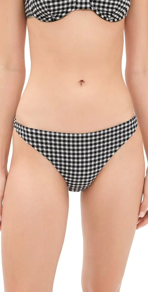 Onia Ashley Gingham Check Bikini Bottoms - Black/white