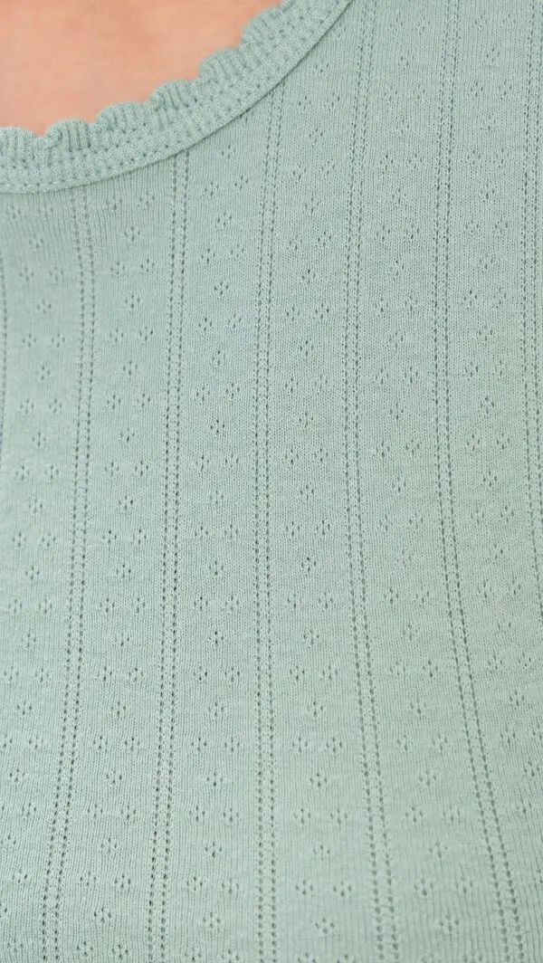LESET Pointelle Crew Tank - Eucalyptus