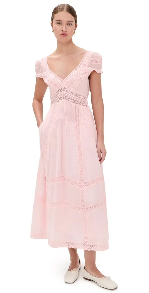 LoveShackFancy Suvi Midi Dress - Pink