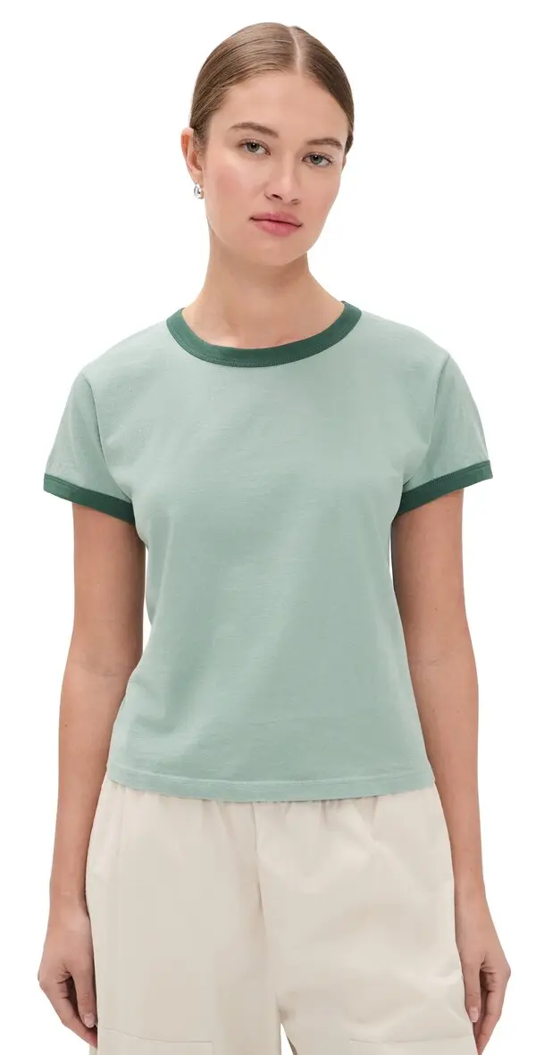 LESET Margo Ringer Tee - Eucalyptus/basil