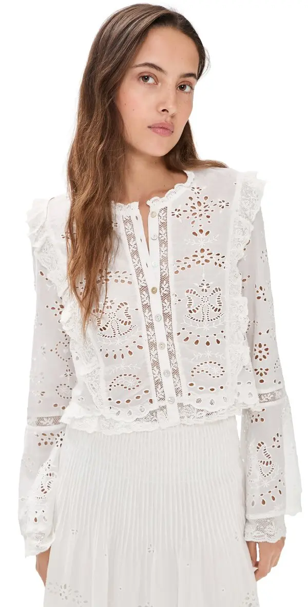LoveShackFancy Hawthorn Blouse - White