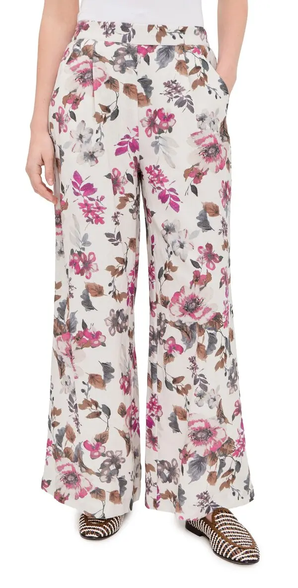 CLEOBELLA Wide Leg Linen Pants - Amapola Print