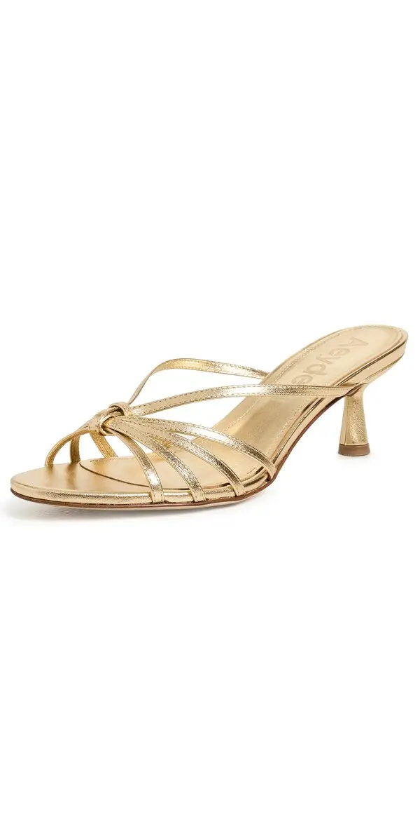AeydĒ Abby Laminated Nappa Leather Sandals - Gold