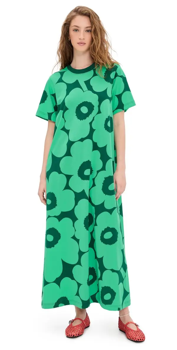 Marimekko Koostua Unikko Dress - Green/dark Green