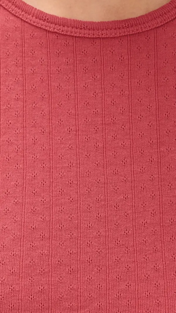 Donni. Pointelle Baby Tee - Raspberry