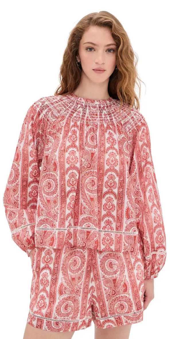 Hill House Home The Skye Top - Corsica Paisley Coral