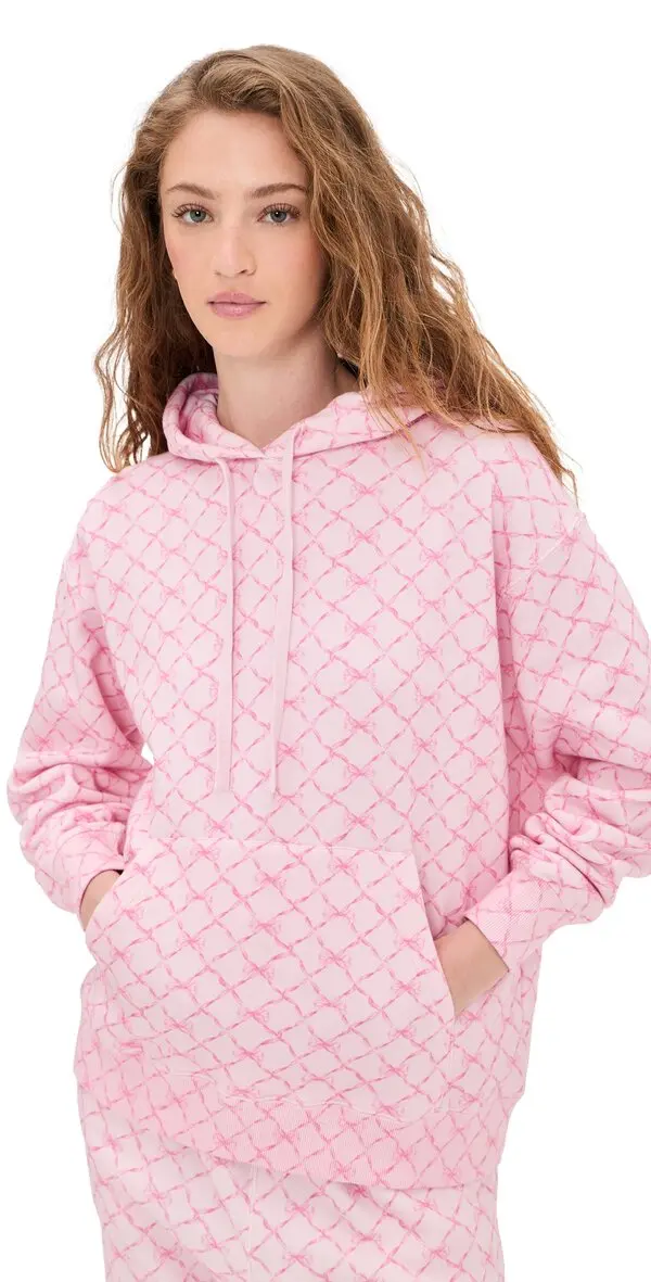 LoveShackFancy Nacova Printed Hoodie - Pink Peppermint