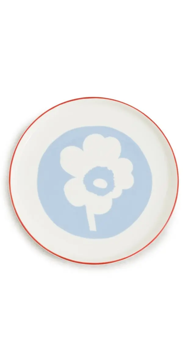 Marimekko Oiva Unikko Plate - White/light Blue/orange Red