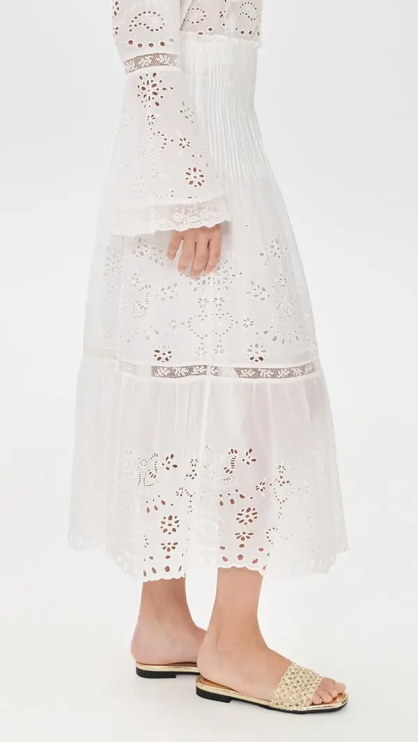 LoveShackFancy Mallow Eyelet Voile Skirt