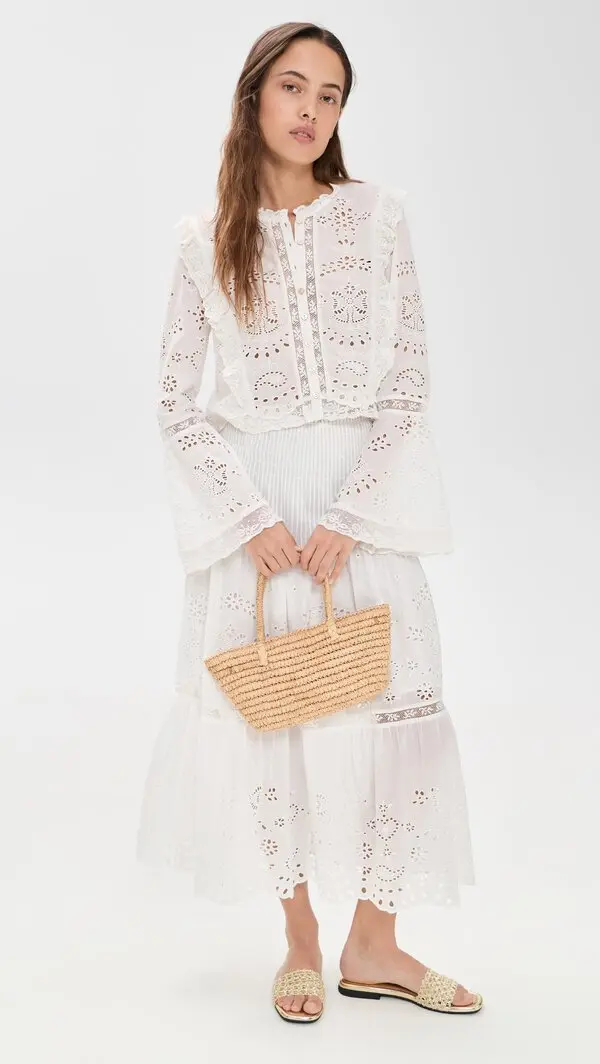 LoveShackFancy Mallow Eyelet Voile Skirt