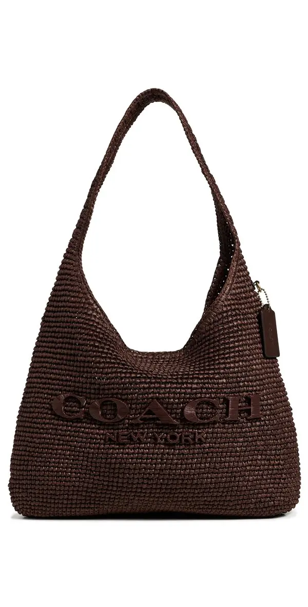 COACH Brooklyn Raffia Shoulder Bag - Maple