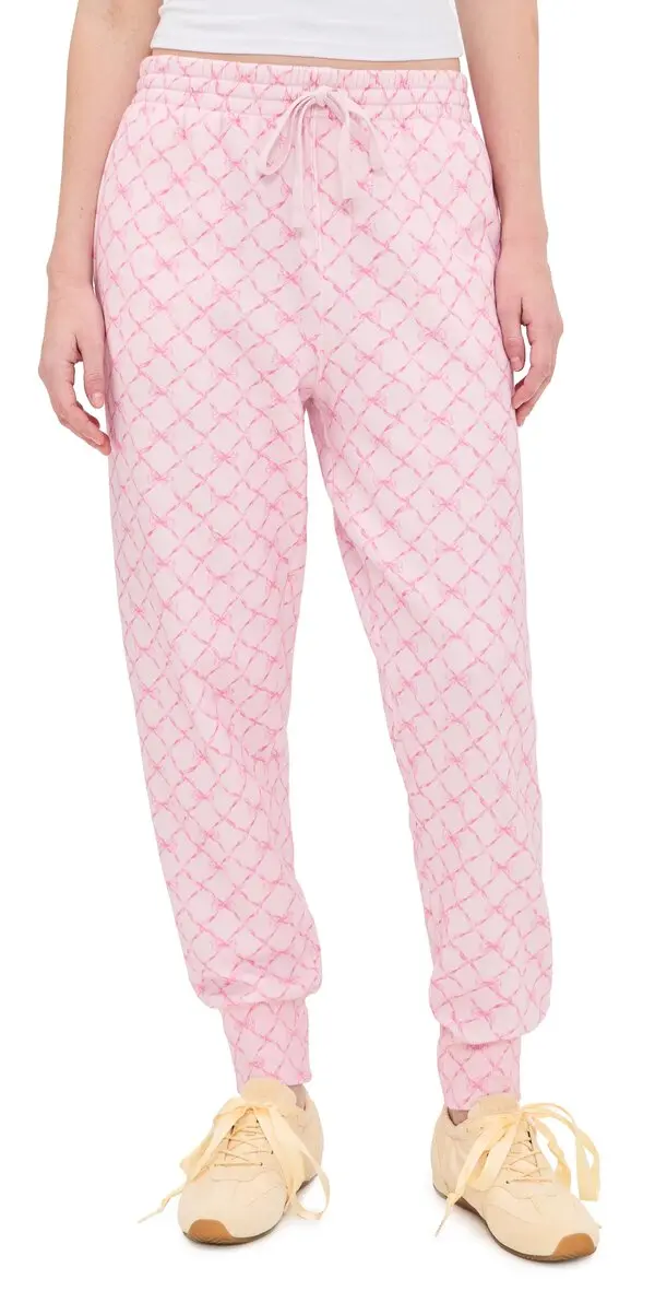 LoveShackFancy Lolana Fleece Sweatpants - Pink Peppermint