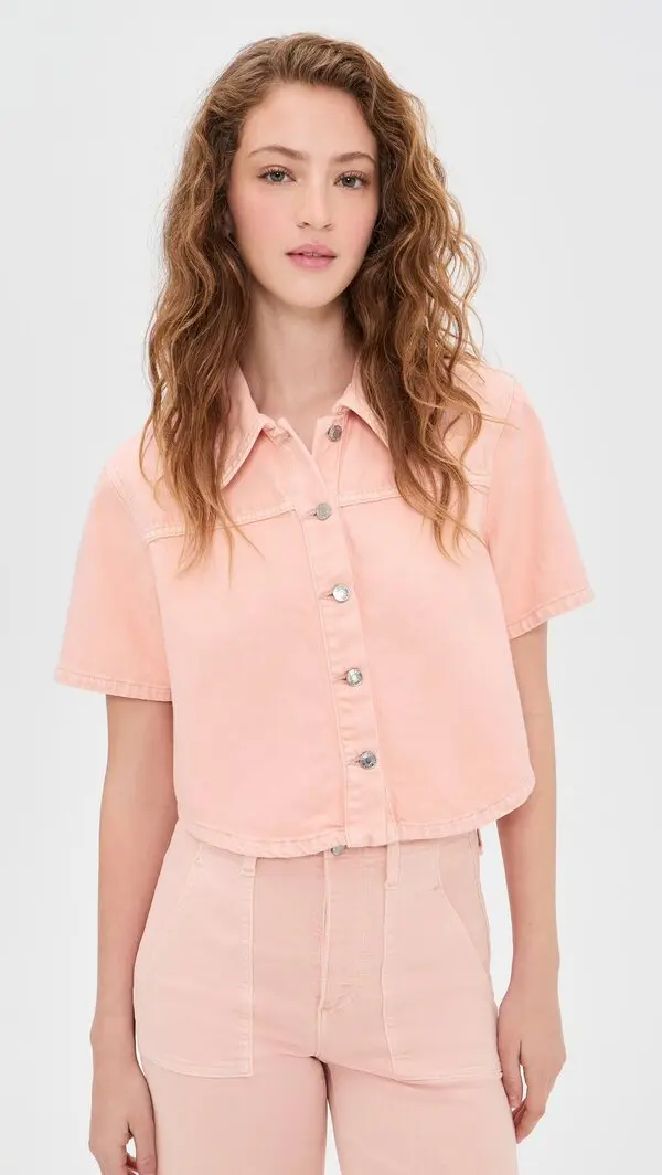 LE JEAN Short Sleeve Denim Swing Shirt