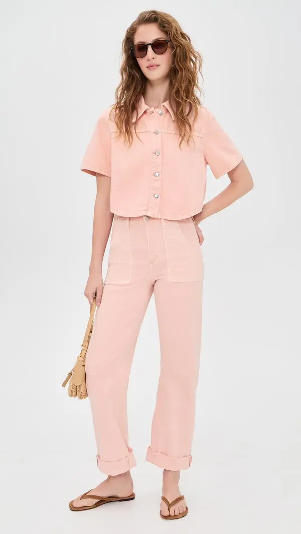 LE JEAN Short Sleeve Denim Swing Shirt