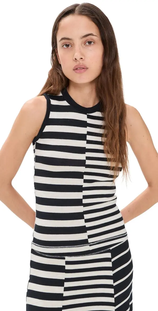 Rag & Bone Knit Mixed Stripe Tank - Salmt
