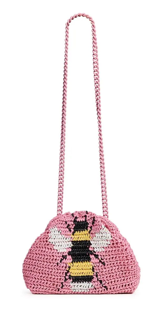 Maria La Rosa Bee Crochet Mini Bag - Pink