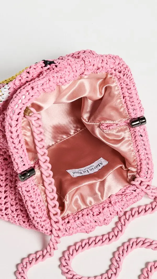 Maria La Rosa Bee Crochet Mini Bag - Pink