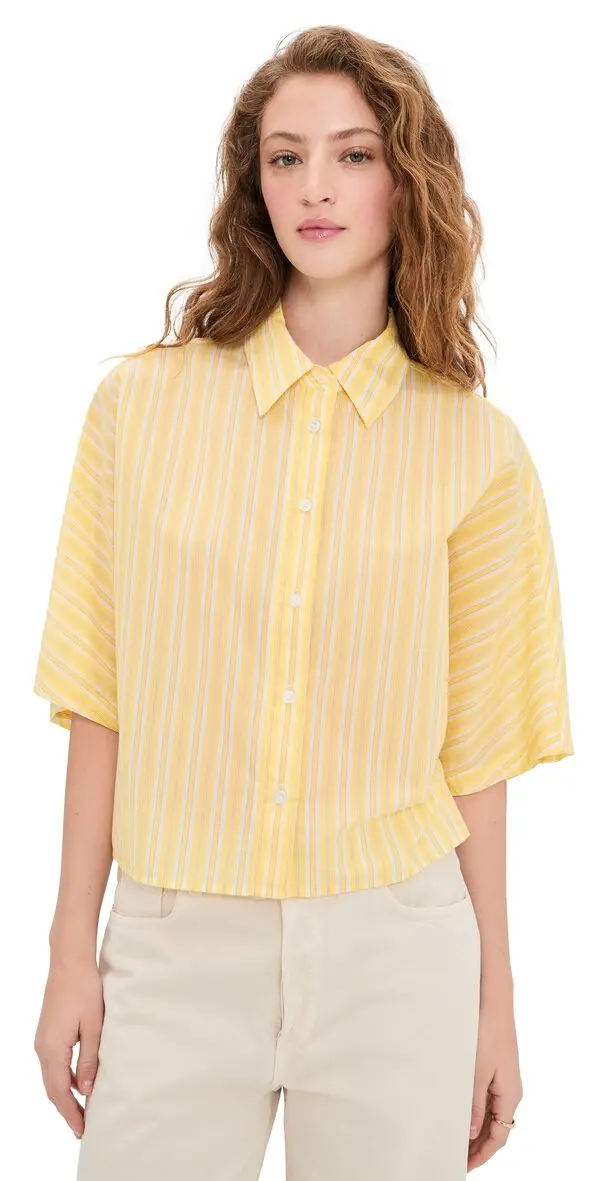 AGOLDE Merrin Shirt - Wirrel Stripe/lemon Drop/cream