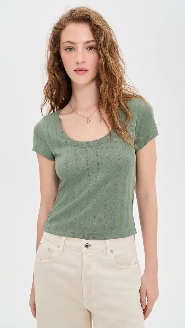 Marine Layer Lexi Pointelle Scoop T-shirt